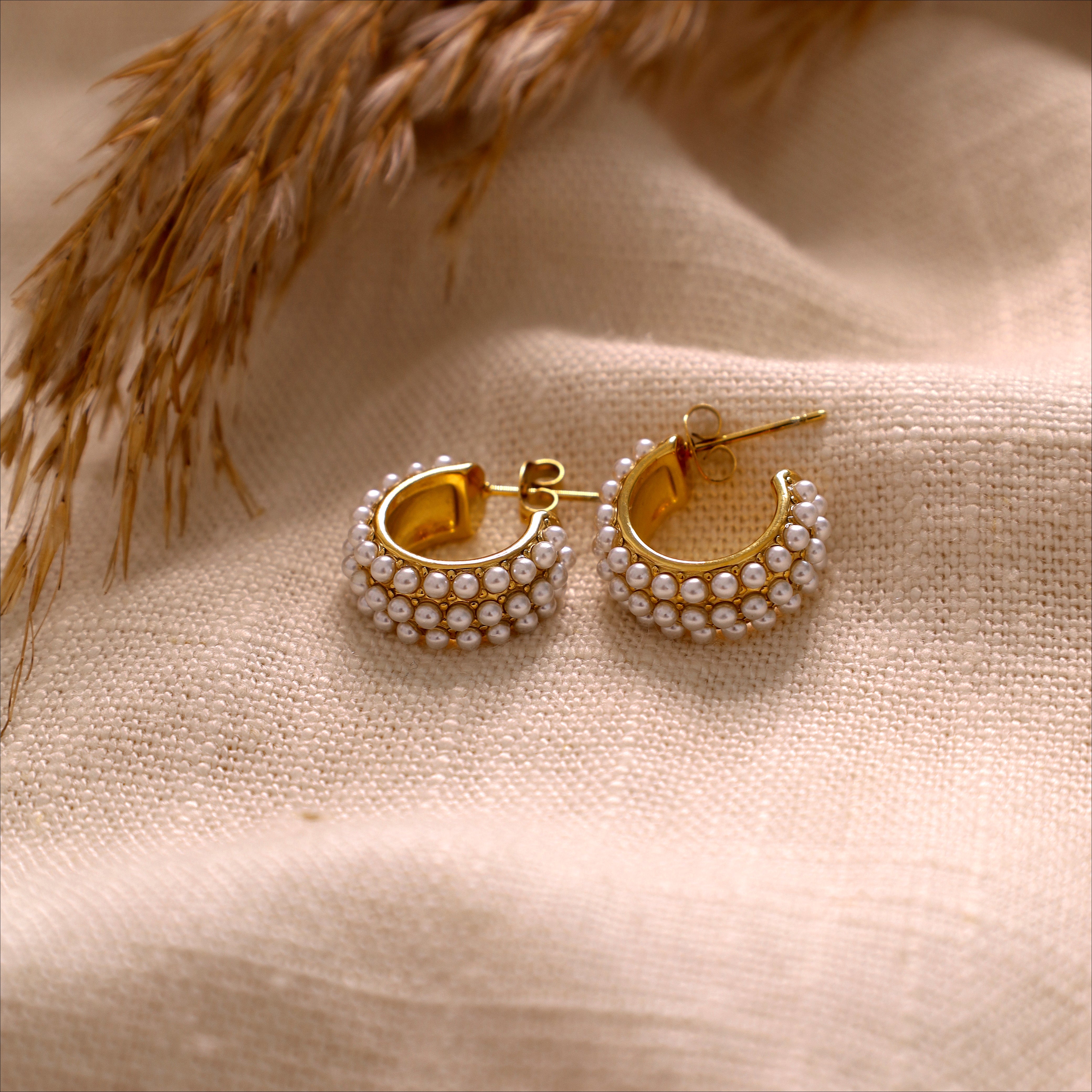 Celina pearl hoops - Kabuki Jewelry